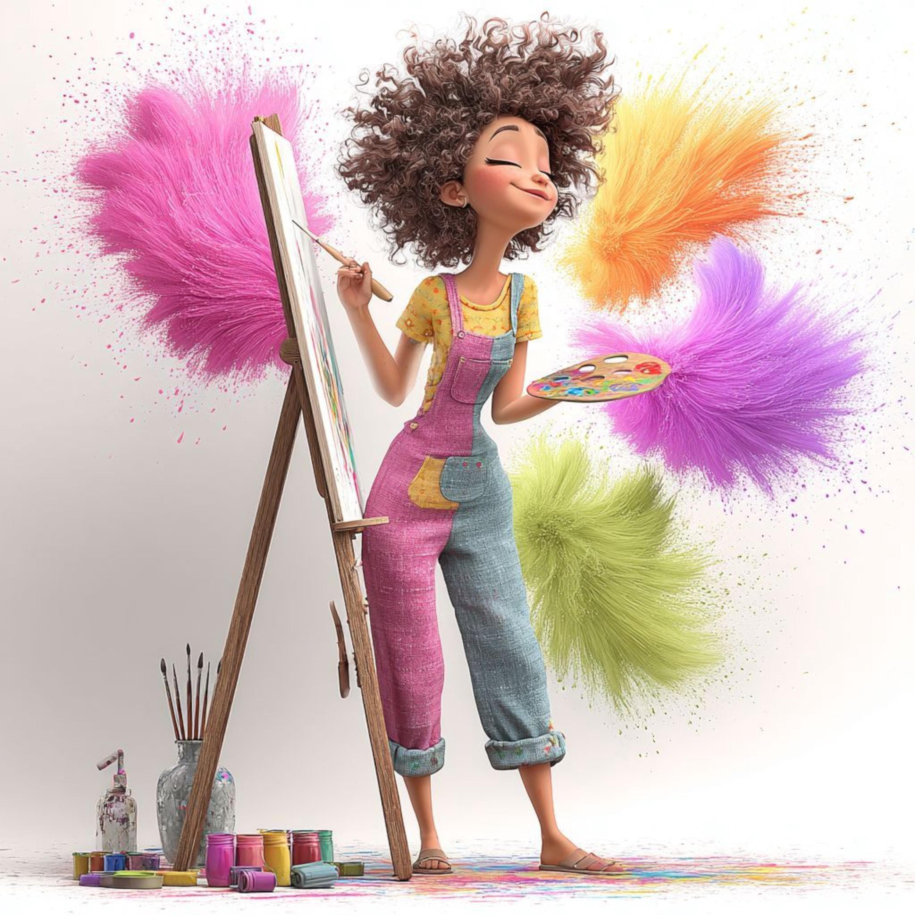 15 Quirky Retro Painters Clipart (JPG) : Whimsical Fantasy Art for ...
