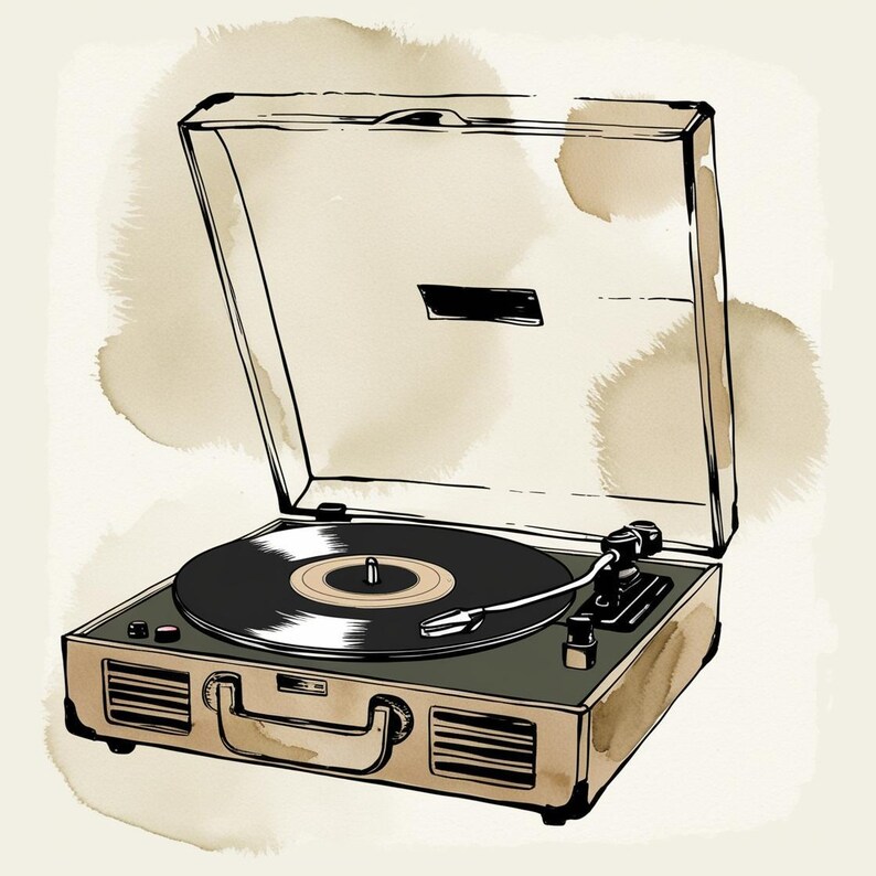 18 Vintage Music Players Clipart - JPG Bundle - Retro Designs for ...