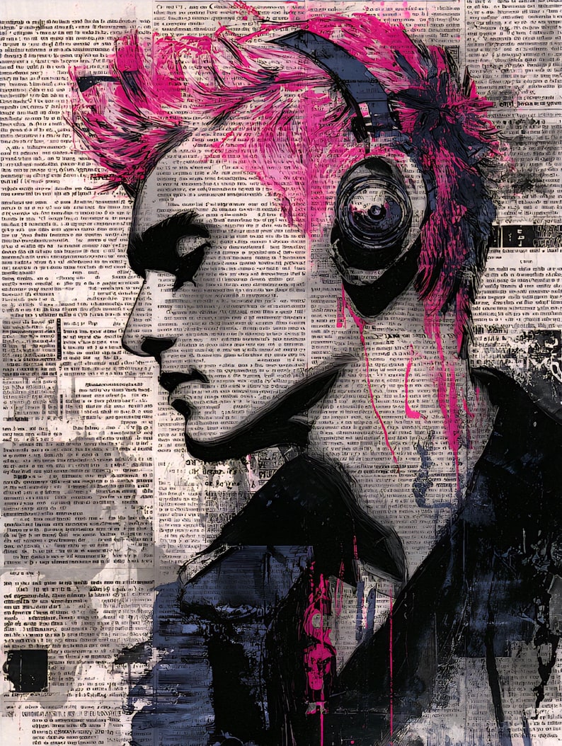 15 Graffiti Music Pop Art Print: Urban Newspaper Collage (digital ...