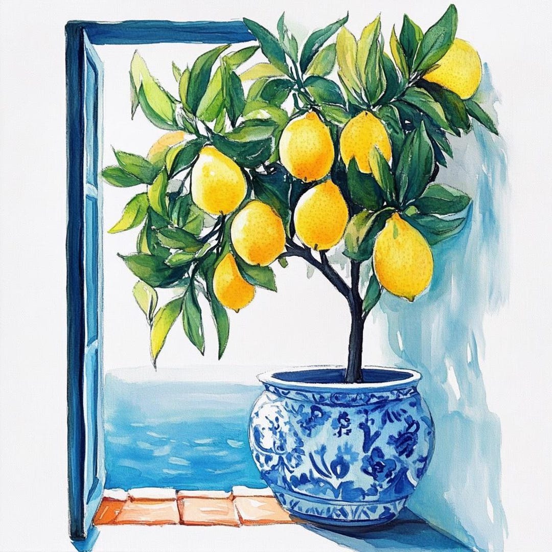 12 Lemon Tree Mediterranean JPG Bundle | Commercial Use Watercolor ...