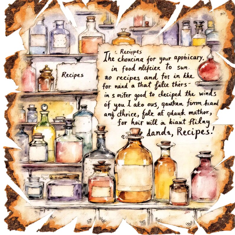 Vintage Apothecary Ephemera: Watercolor Witchy Collage Jpgs (digital ...