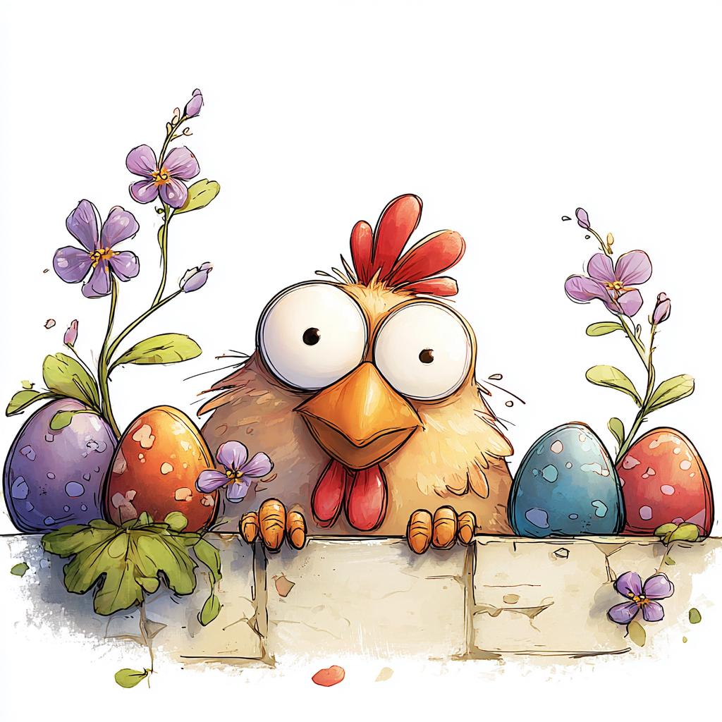 25 Watercolor Easter Chicken Clipart (JPG) : Whimsical Spring Farm Art ...