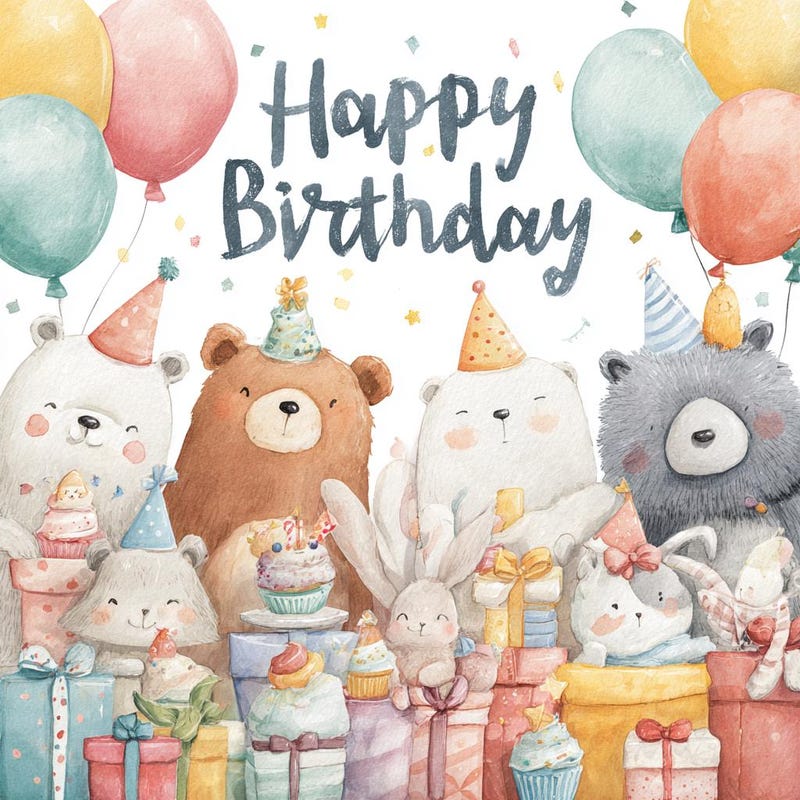 Birthday Card 10 Animals - Etsy