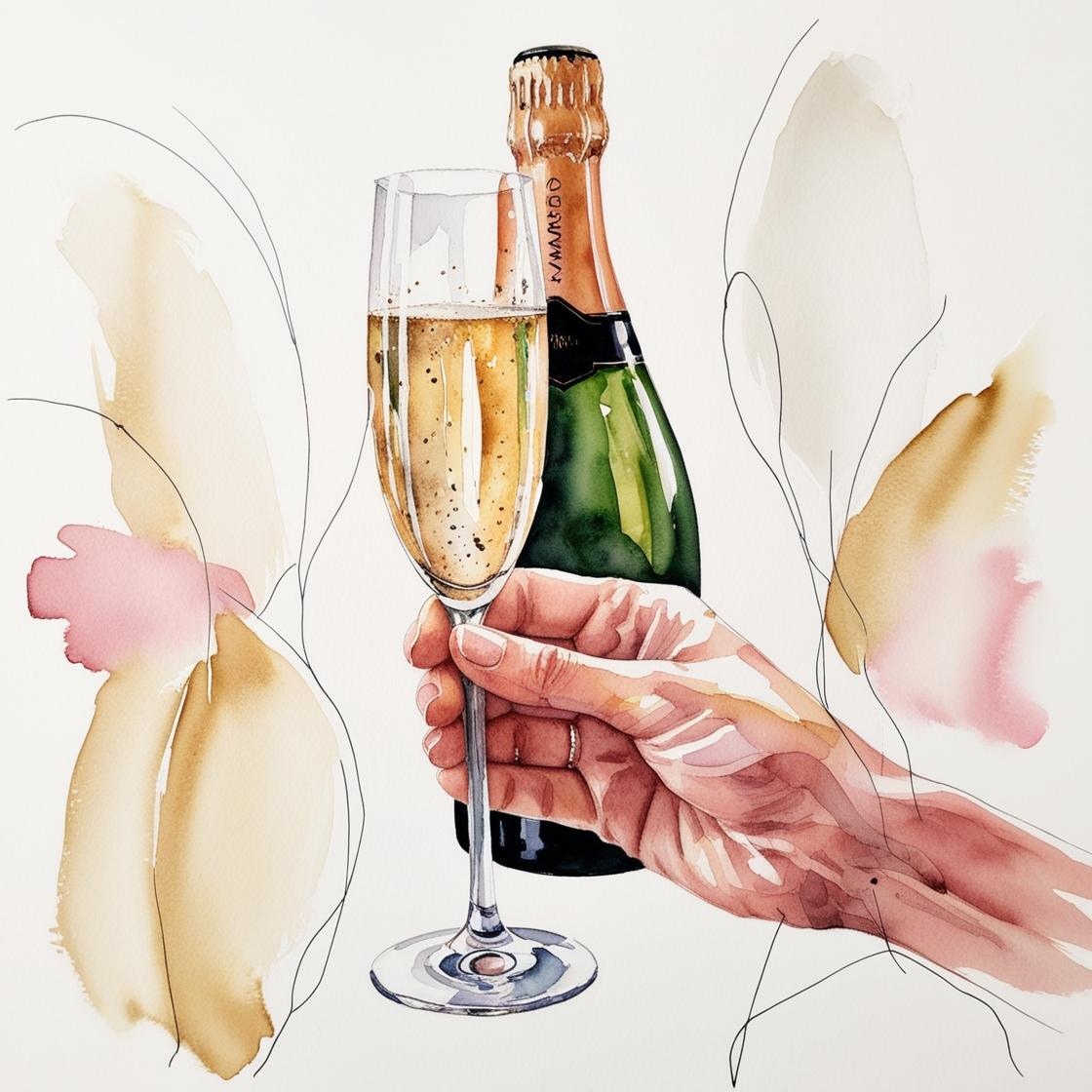 Champagne Celebration Wall Art Set: Watercolor Print for Home Decor) - Etsy