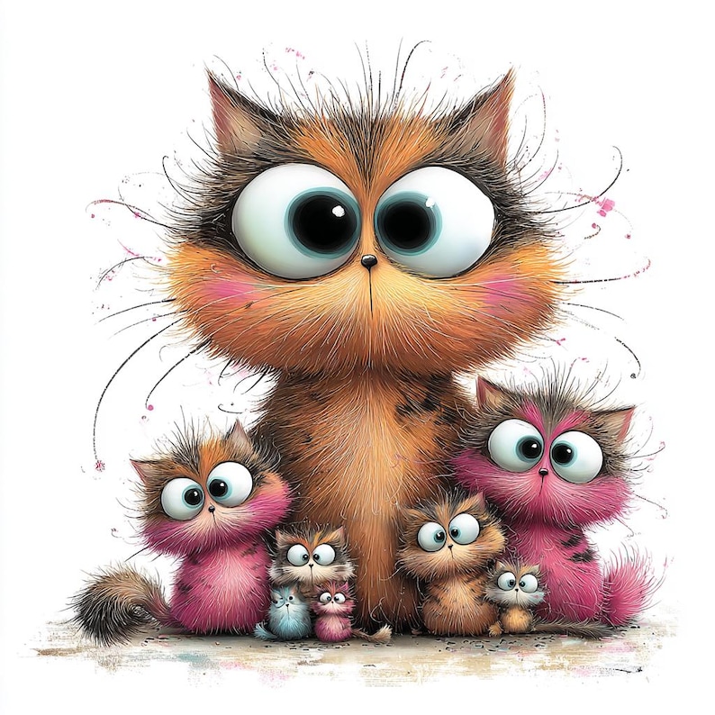 15 imagens divertidas de famílias de gatos: arte animal peculiar em ...