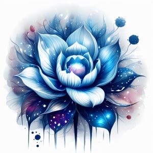 12 Mystical Watercolor Lotus Print, Celestial Bloom Wall Art, Ethereal ...