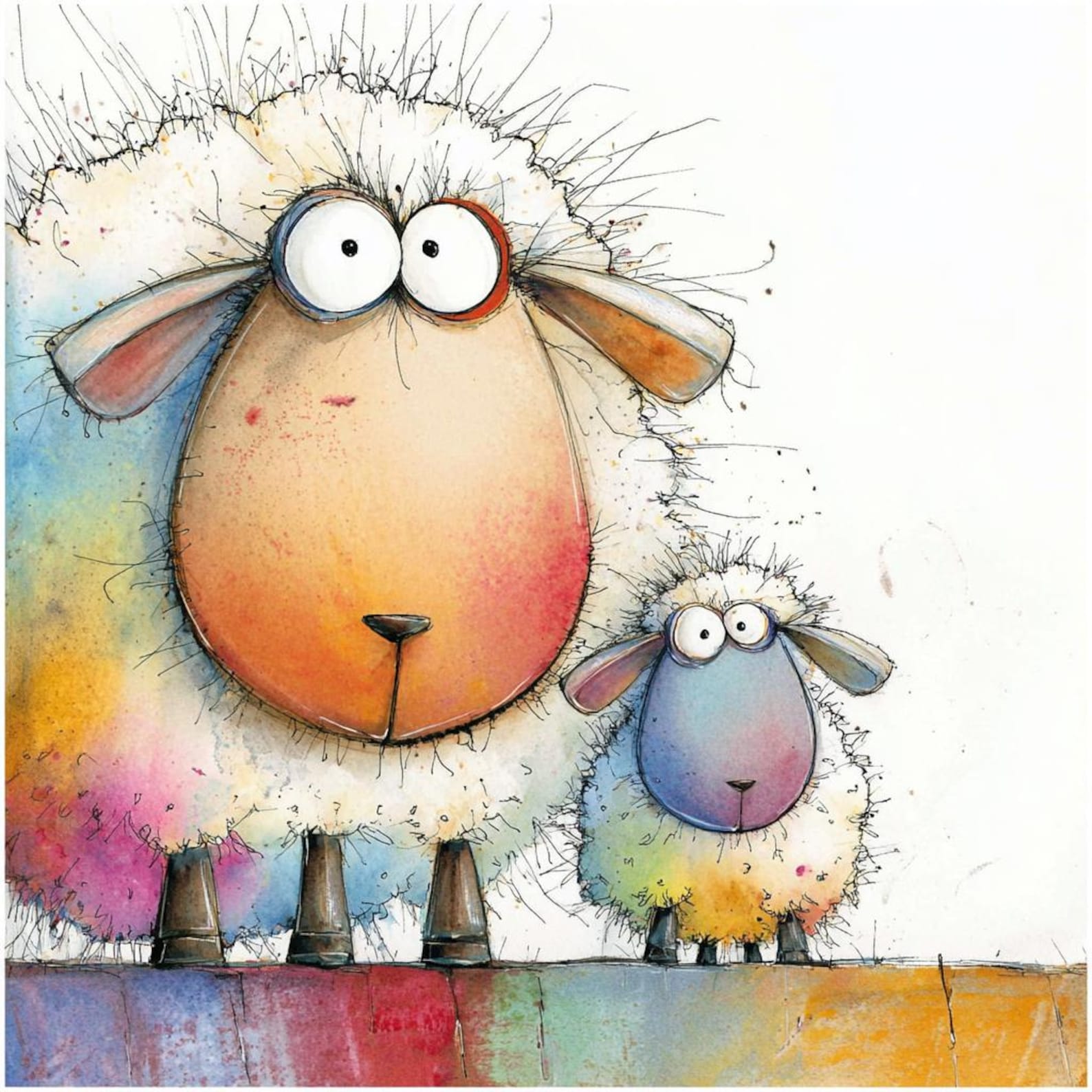 25 Quirky Sheep Family Clipart (JPG) : Funny Sketch Farm Animals for ...