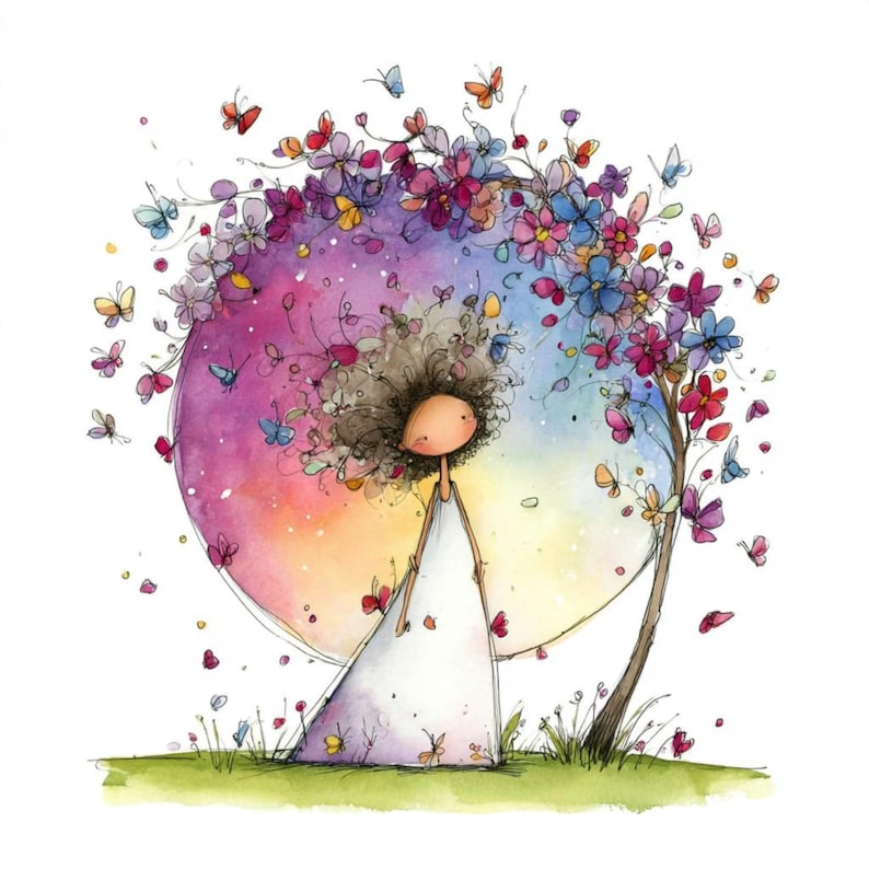 18 Whimsical Floral Girl Clipart (JPG) – Watercolor Spring Woman Art ...