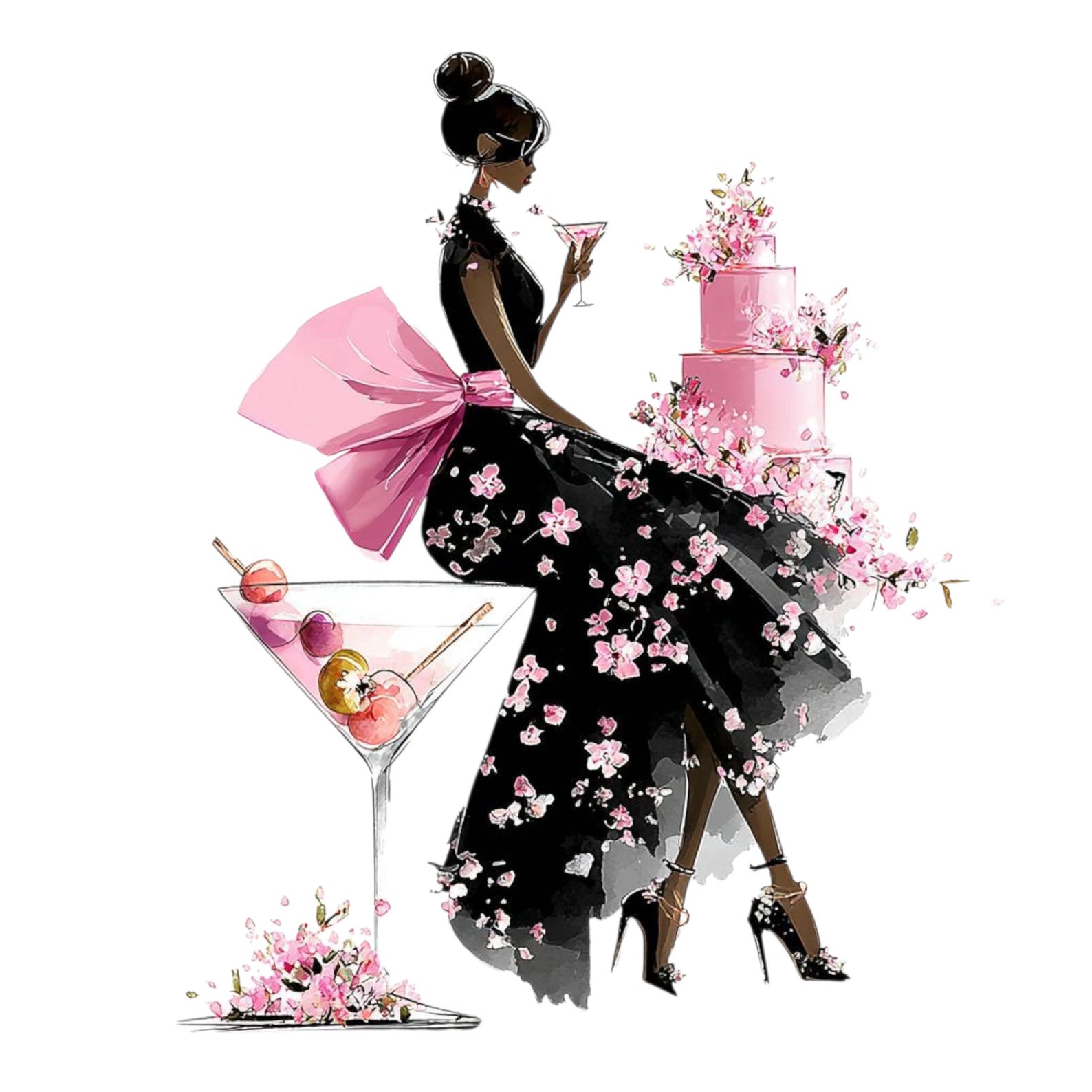 25 Celebration Fashion Lady Clipart (PNG JPG) : Elegant Party Girl Art ...