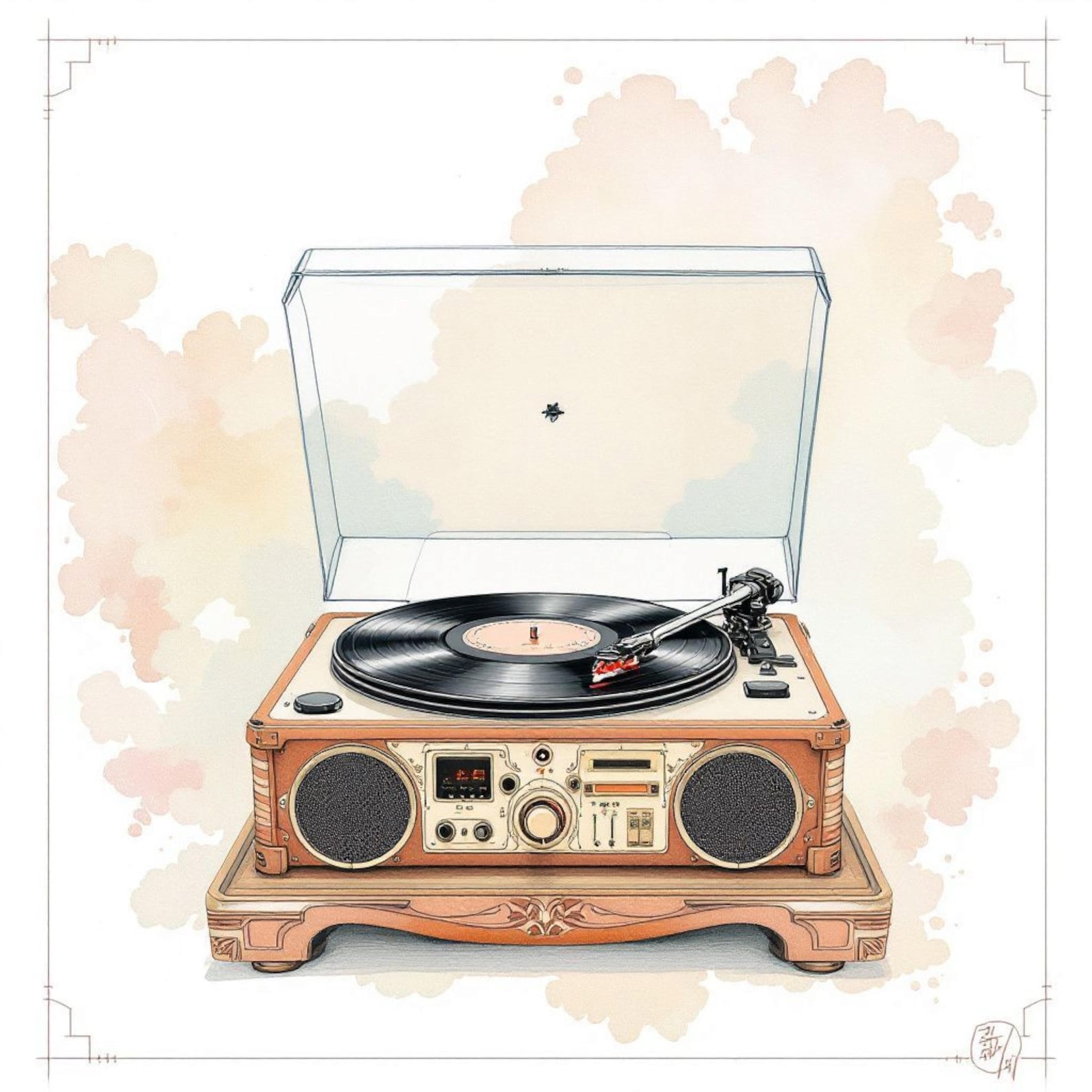 18 Vintage Music Players Clipart - JPG Bundle - Retro Designs for ...