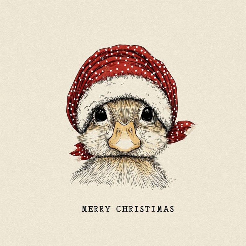 12 Christmas Duckling Clipart (JPG) : Whimsical Holiday Art for Card ...