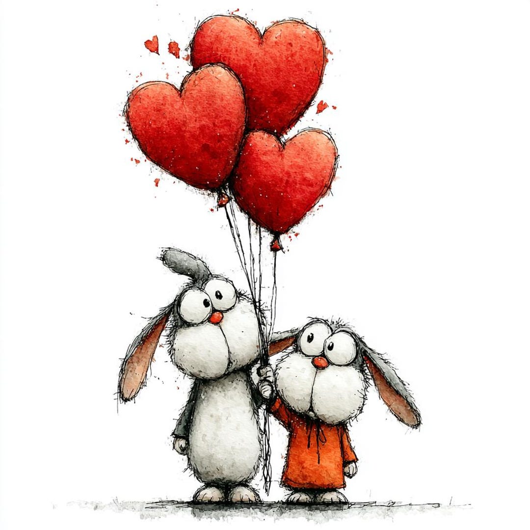 35 Valentine Animal Clipart Heart Balloon Graphics Junk Journal Card ...