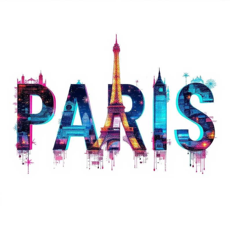 Paris Sublimation PNG Bundle – 10 Double Exposure Eiffel Tower Clipart ...
