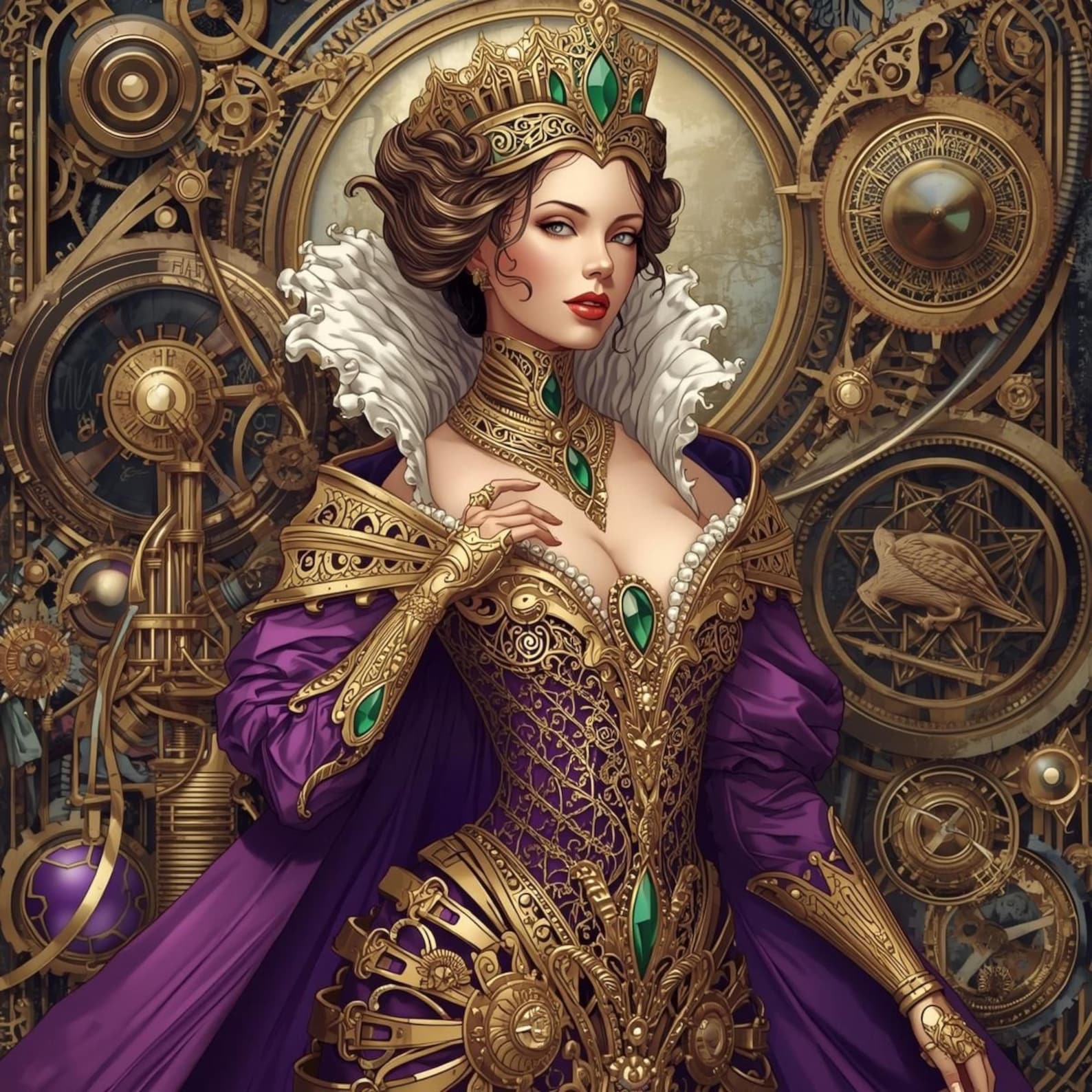 Steampunk Queen Clipart Set: Ornate Digital Art (digital Download) - Etsy