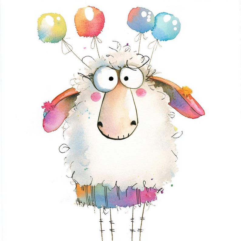 Watercolor Sheep Clipart Bundle – Whimsical Farm Animal Pngs (digital ...