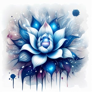 12 Mystical Watercolor Lotus Print, Celestial Bloom Wall Art, Ethereal ...
