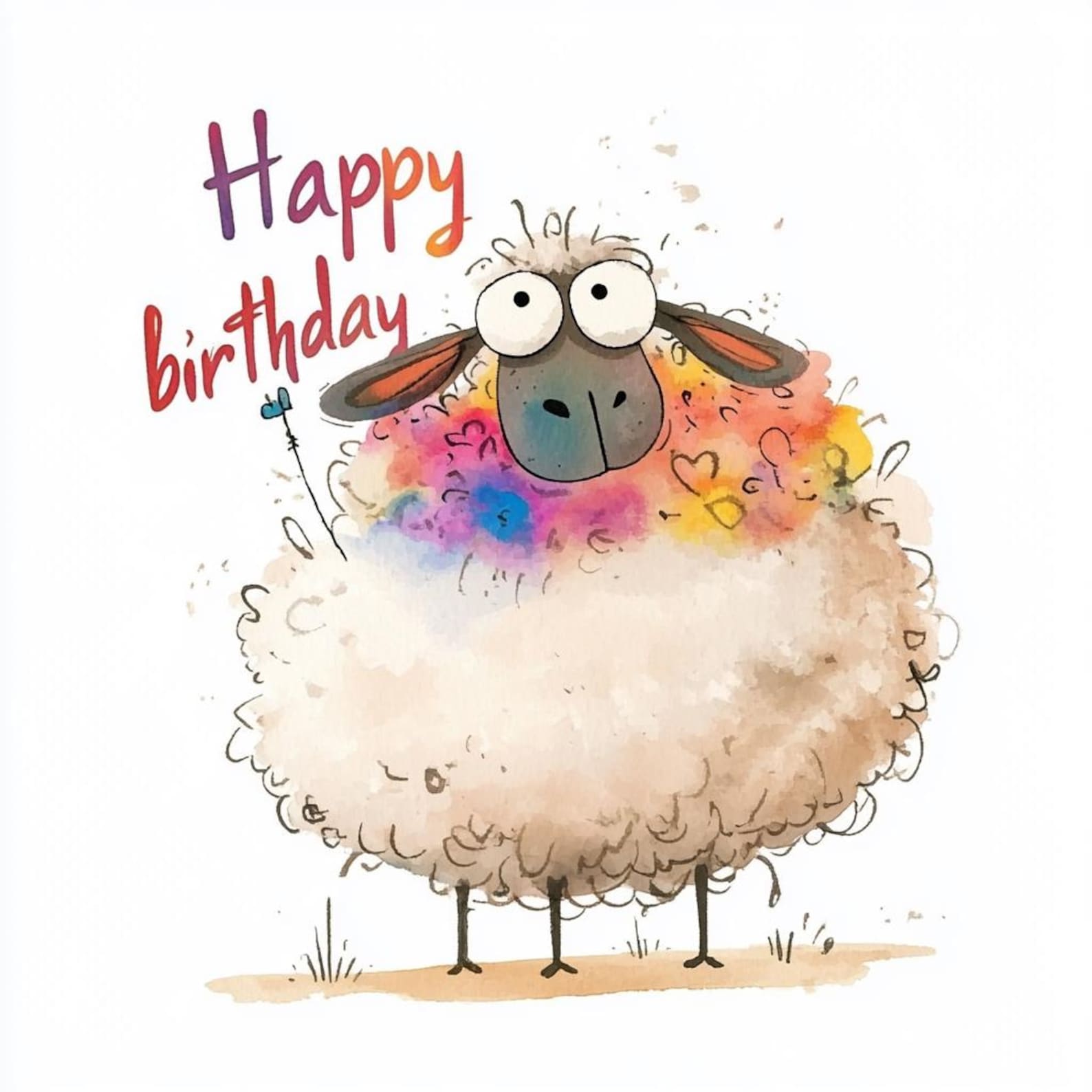 Quirky Sheep Birthday Clipart: 10 Colorful Designs (digital Download ...