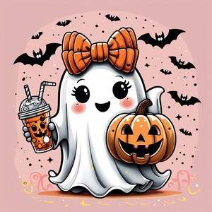 Kawaii Ghost Clipart: Pastel Halloween PNG Bundle (commercial Use ...