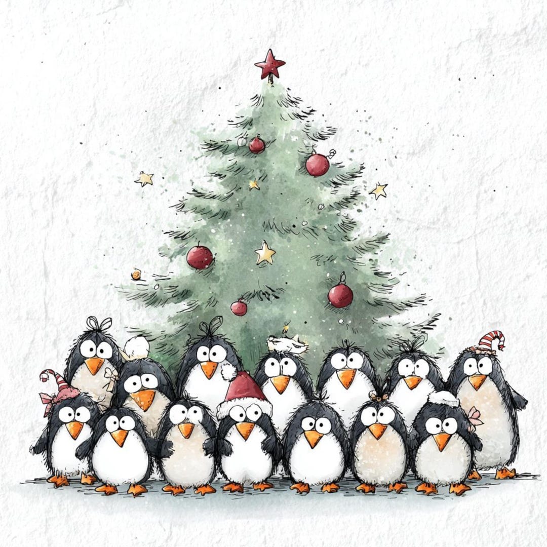 30 Watercolor Christmas Penguins Clipart: Whimsical Holiday Designs for ...