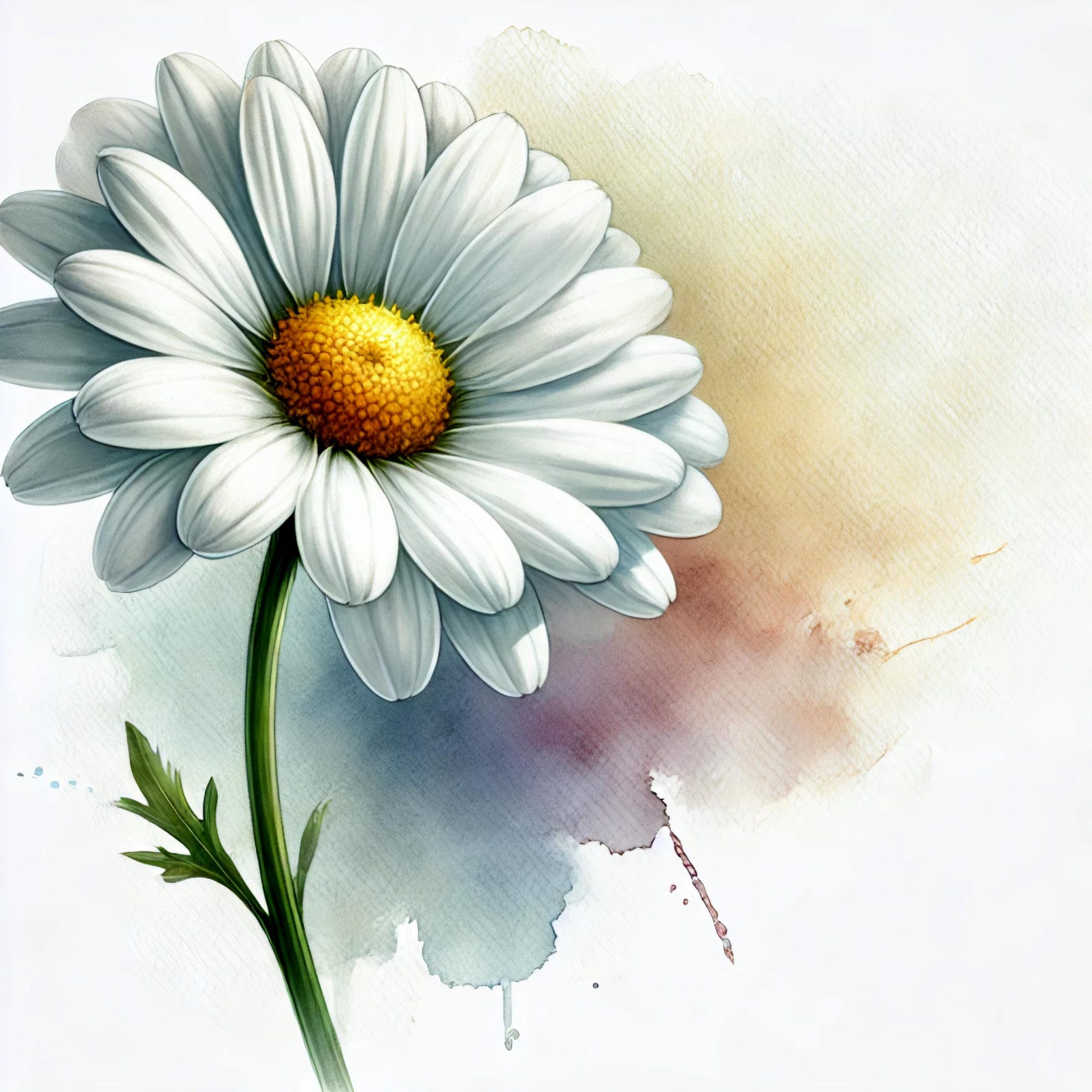 10 Watercolor Daisy Clipart (JPG) : Soft White Floral Art for Designers ...