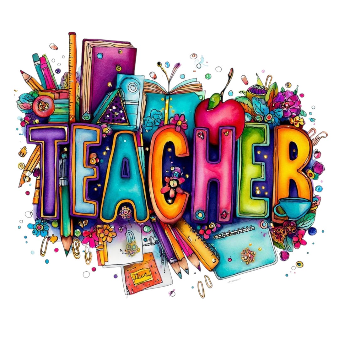12 Colorful Teacher Clipart PNG: Back to School Classroom Art for ...