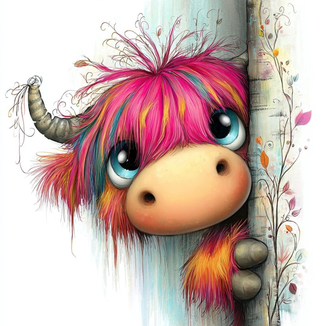 Rainbow Highland Cow Clipart – Nursery Art (digital Download)) - Etsy