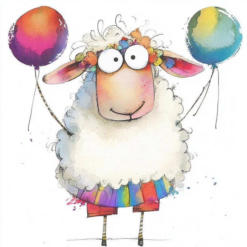 Watercolor Sheep Clipart Bundle – Whimsical Farm Animal Pngs (digital ...