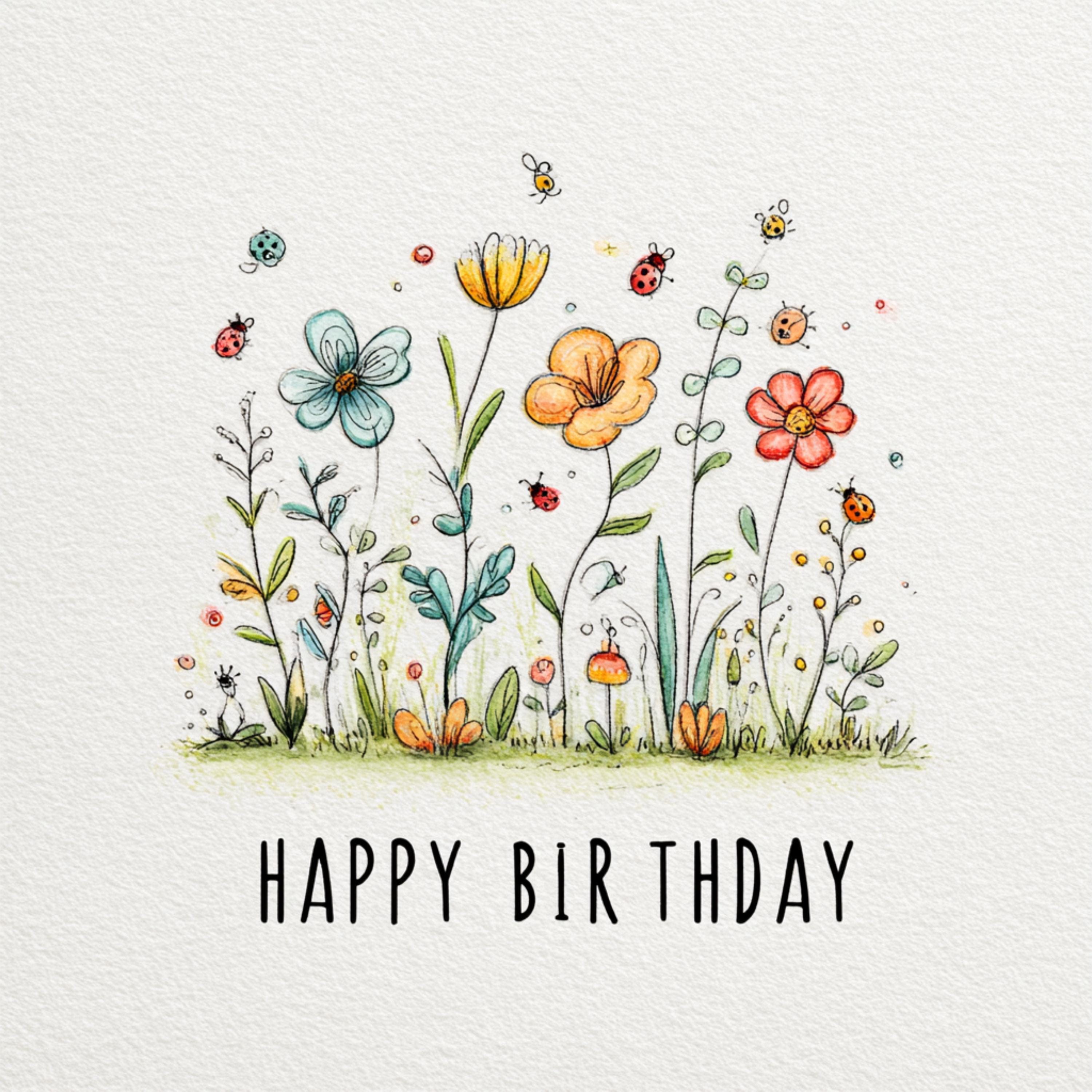 10 Happy Birthday Floral Card Printable : Whimsical Birthday Art for ...