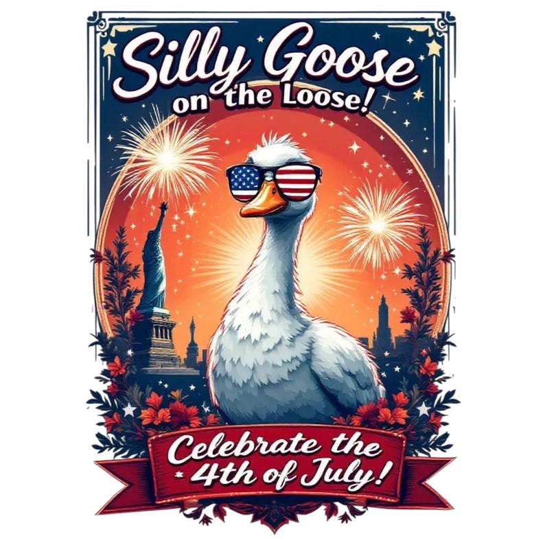 4th of July Goose 4 Clipart, American Watercolor Coquette Design ...