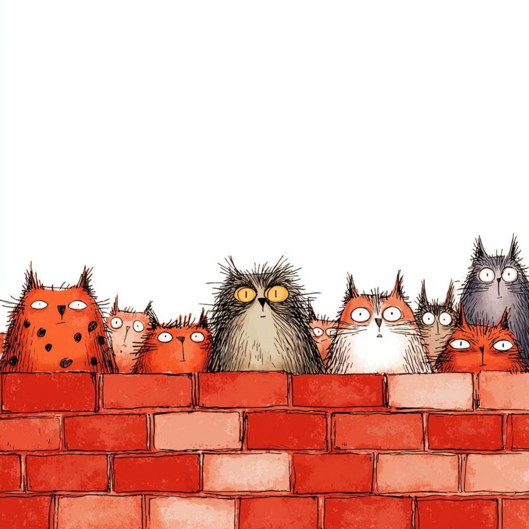 25 Quirky Brick Wall Cat Clipart : Color Pop Cats for Card Making ...