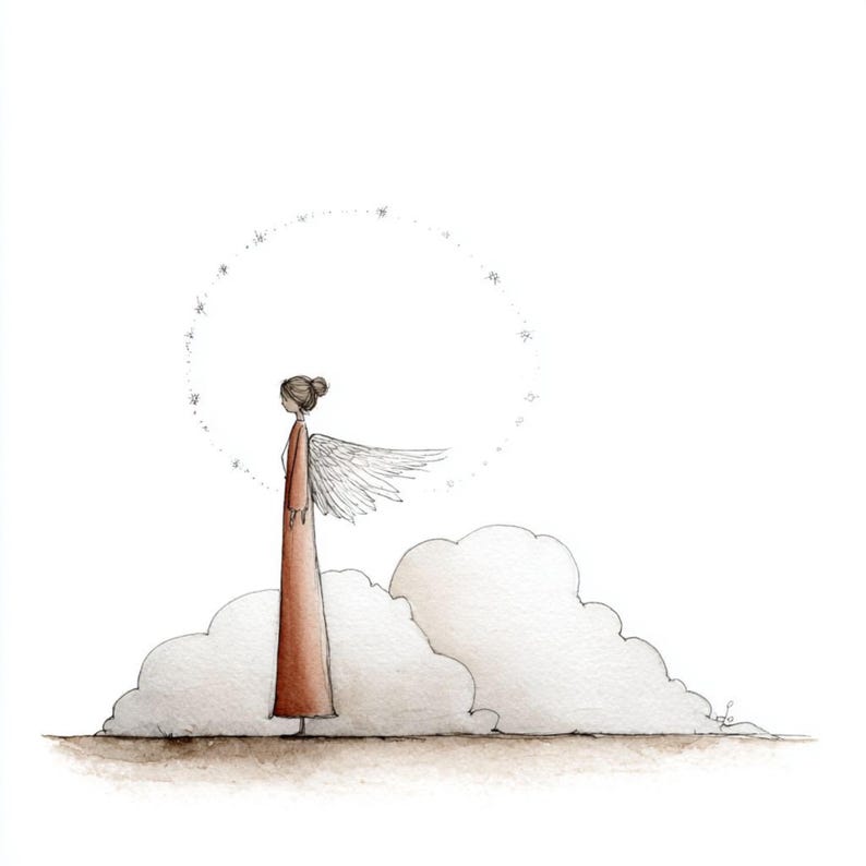 16 Minimal Angel Clipart (JPG) : Neutral Watercolor Spiritual Art for ...