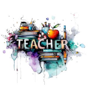 12 Colorful Teacher Clipart PNG: Back to School Classroom Art for ...