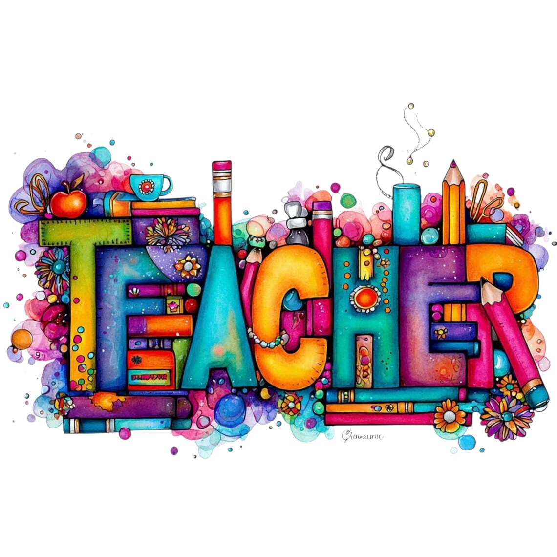 12 Colorful Teacher Clipart PNG: Back to School Classroom Art for ...