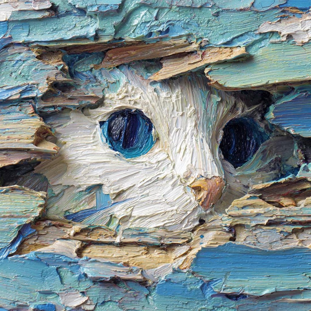 14 Peeking Textured Cat Art Clipart (JPG) : Impasto Painted Cats for ...