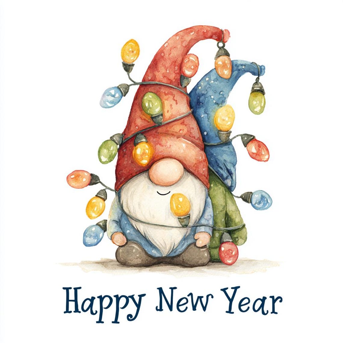 10 Happy New Year Gnomes Clipart Bundle , Christmas Card Set - Etsy