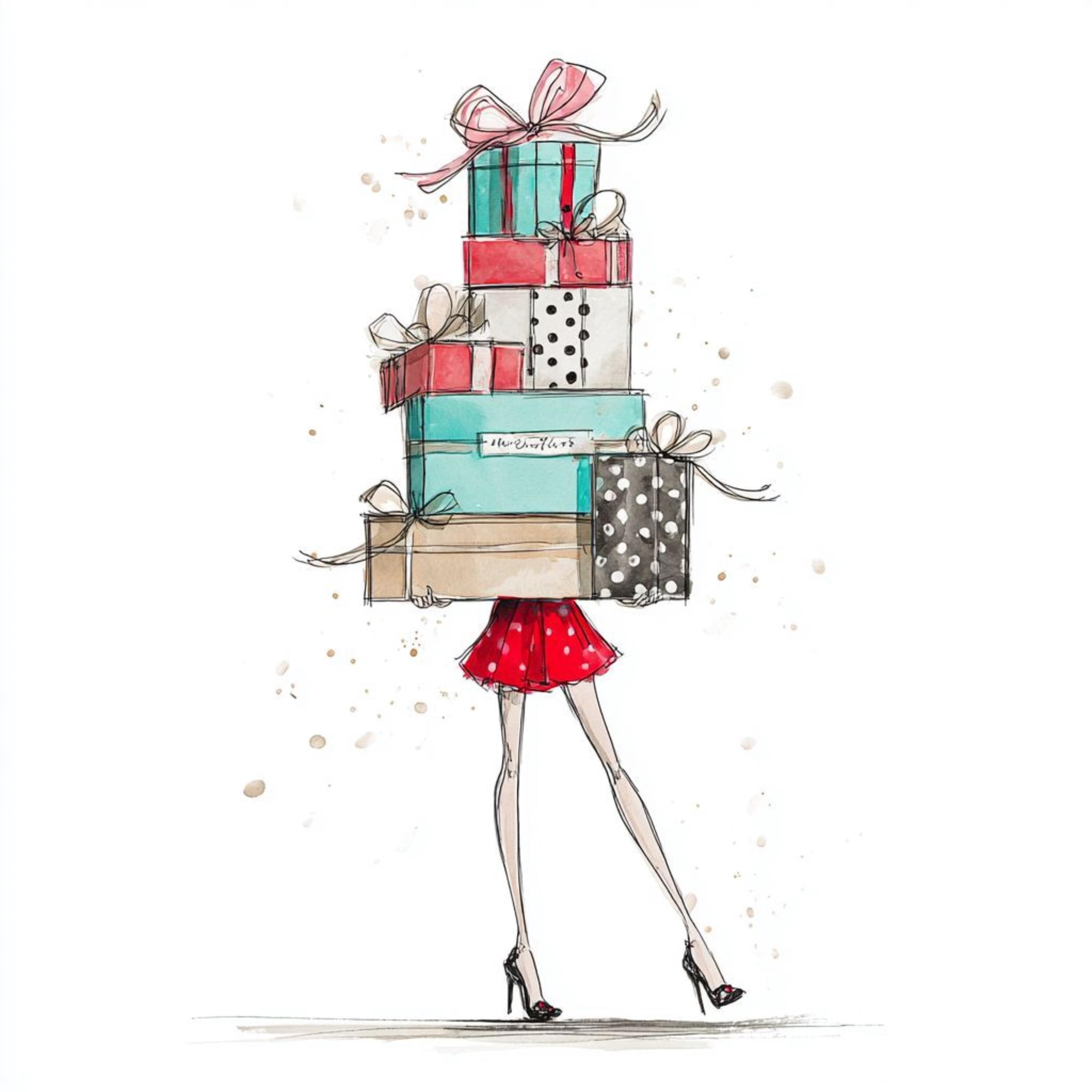 Fashion Girls With Gift Box PNG Clipart , 15 Watercolor Art for Crafts ...