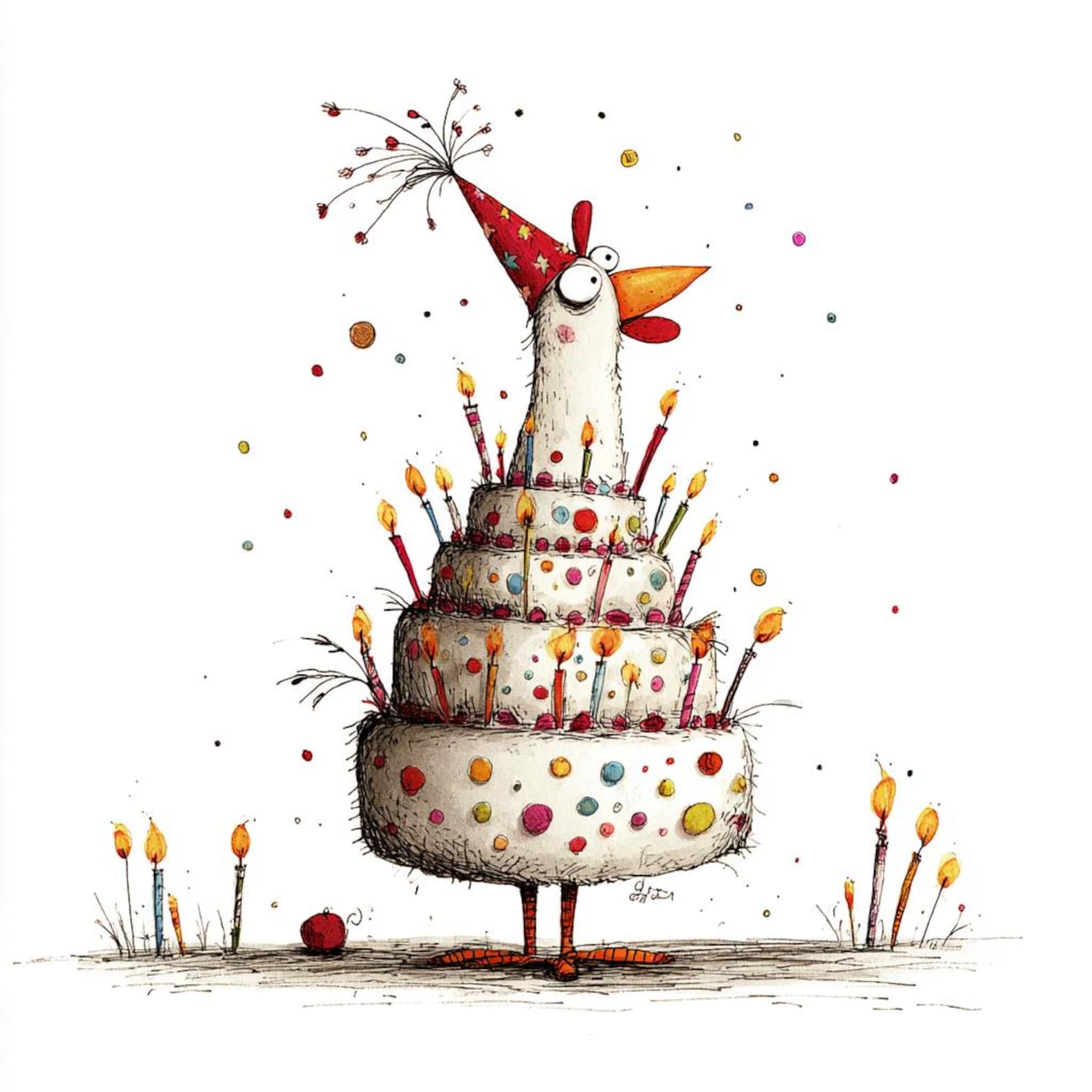 15 Happy Birthday Chicken Clipart (JPG) : Quirky Whimsical Party Art ...