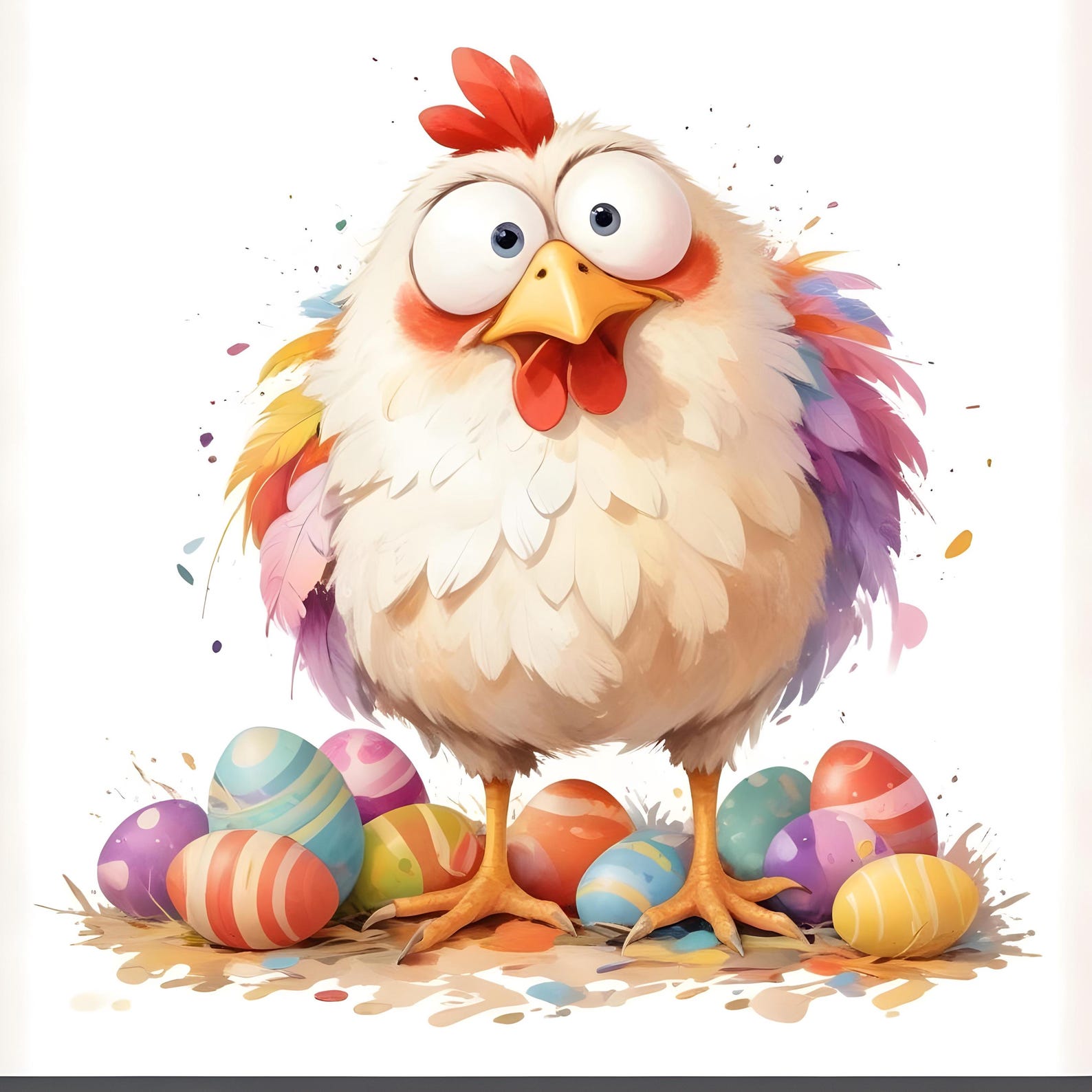 12 Quirky Easter Chick Clip Art, Watercolor Clipart JPG, Junk Journal ...