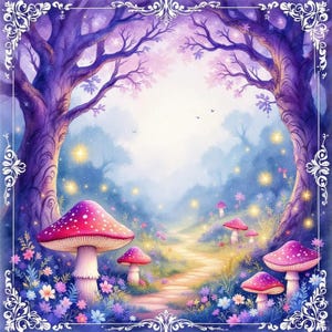 Magical Fairy Forest Clipart – Watercolor Woodland Art (JPG) - Etsy