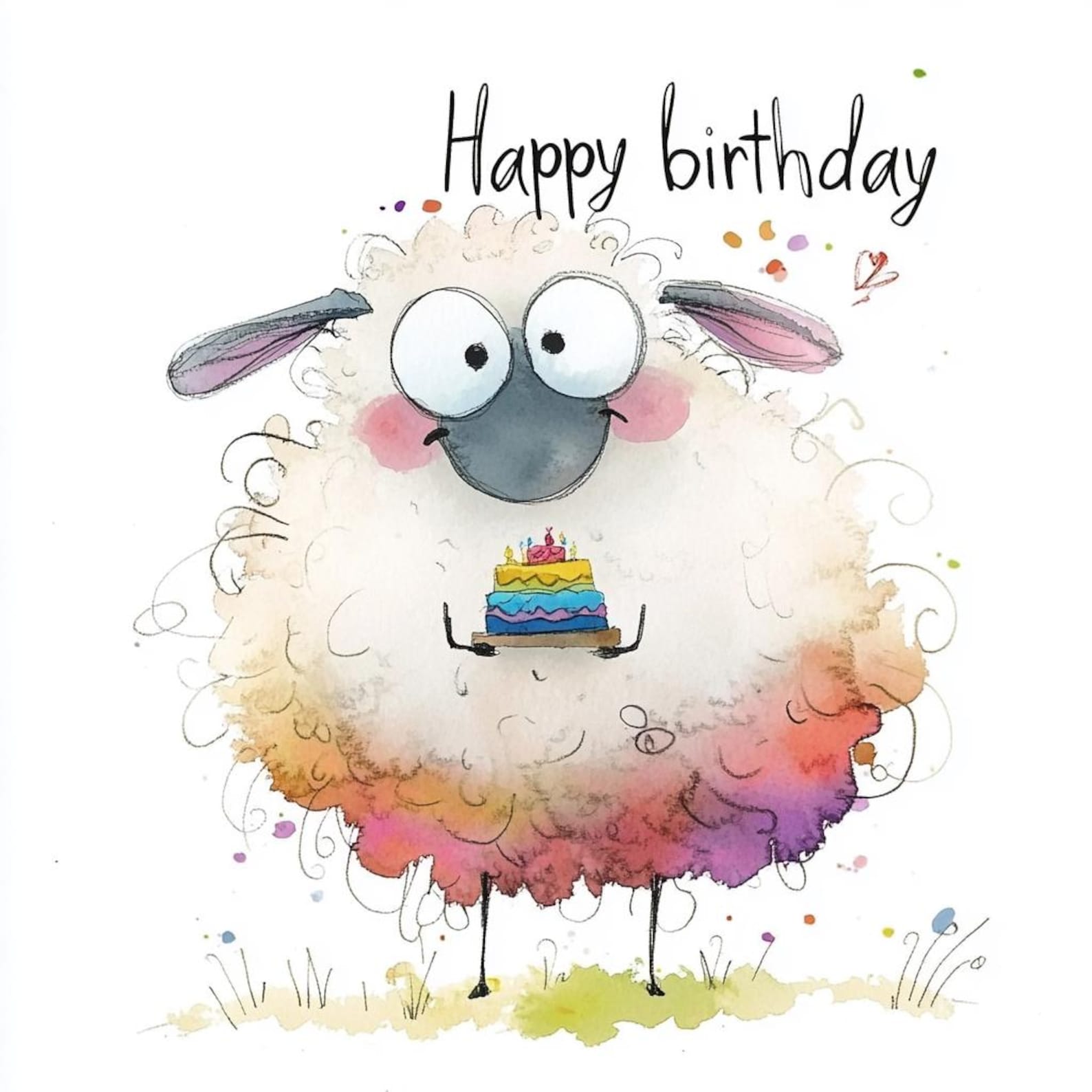 Happy Birthday Quirky Sheep Clipart, 10 Instant Downloadable, Digital ...