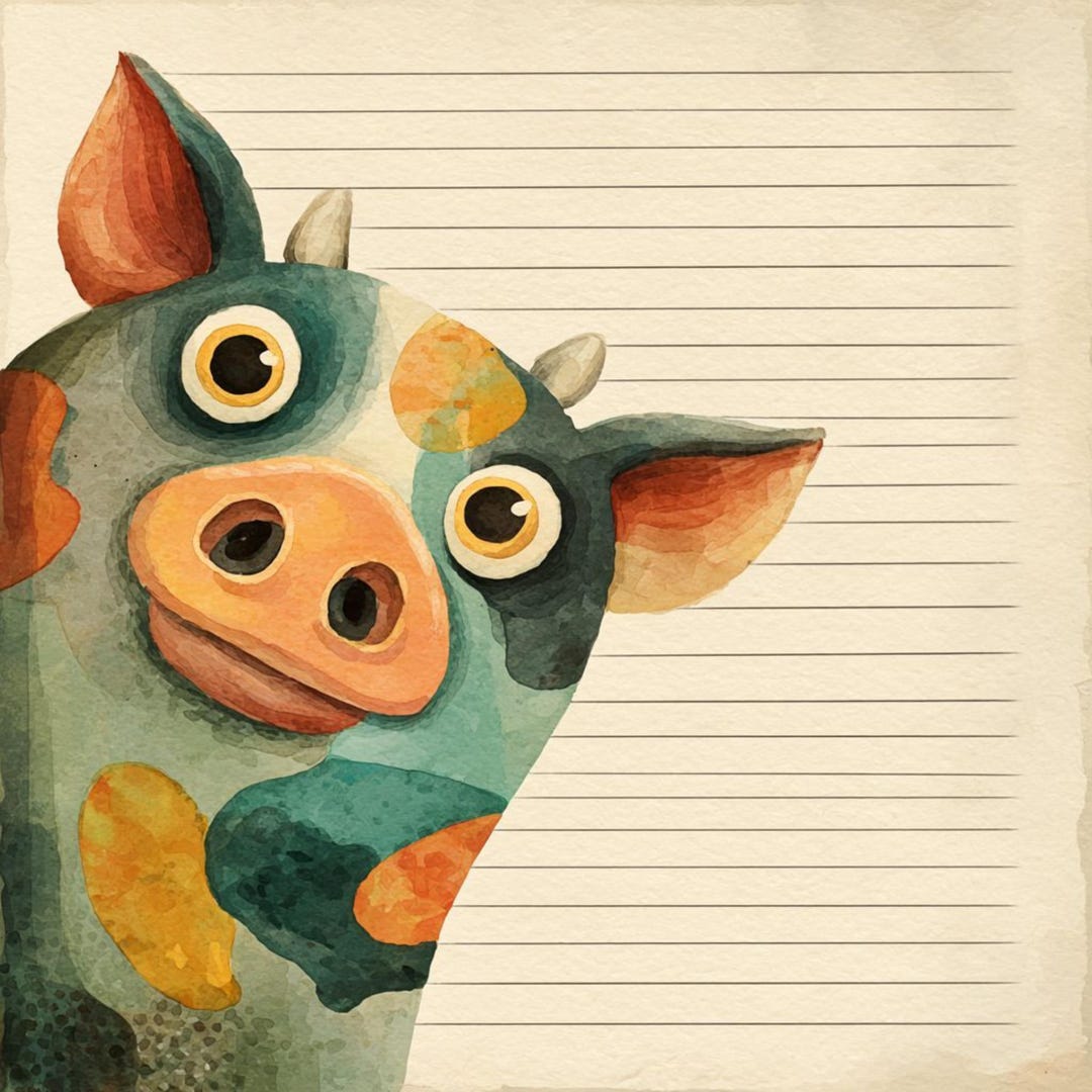 20 Funny Farm Animal Stationery Pages: Quirky Donkey & Cow Writing ...
