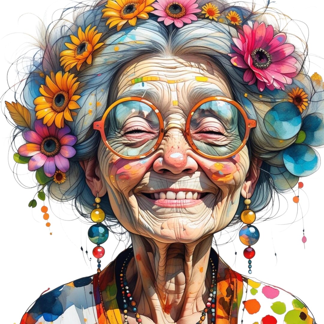 25 Spunky Old Woman Clipart : Printable High Res Watercolor Junk ...