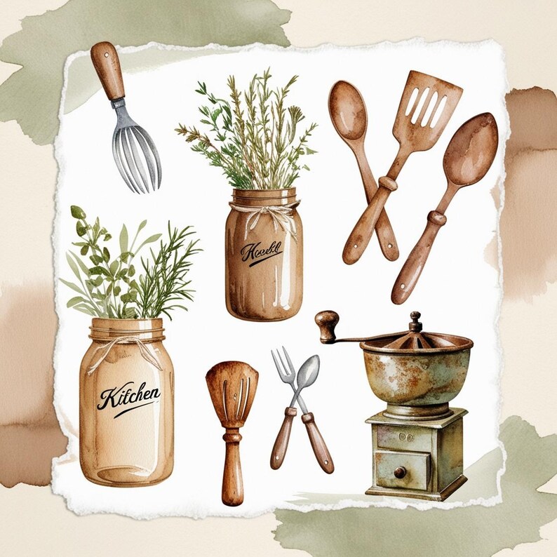 Farmhouse Kitchen Art Prints: Vintage Rustic Culinary Decor (digital ...