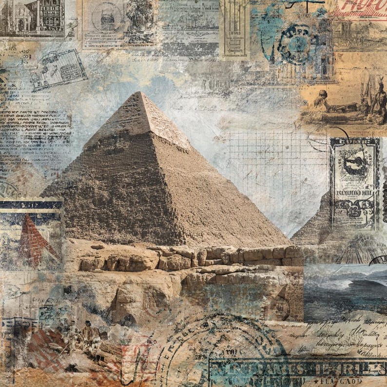 30 Vintage Egypt Ephemera Clipart (JPG) : Retro Pyramid Junk Journal ...