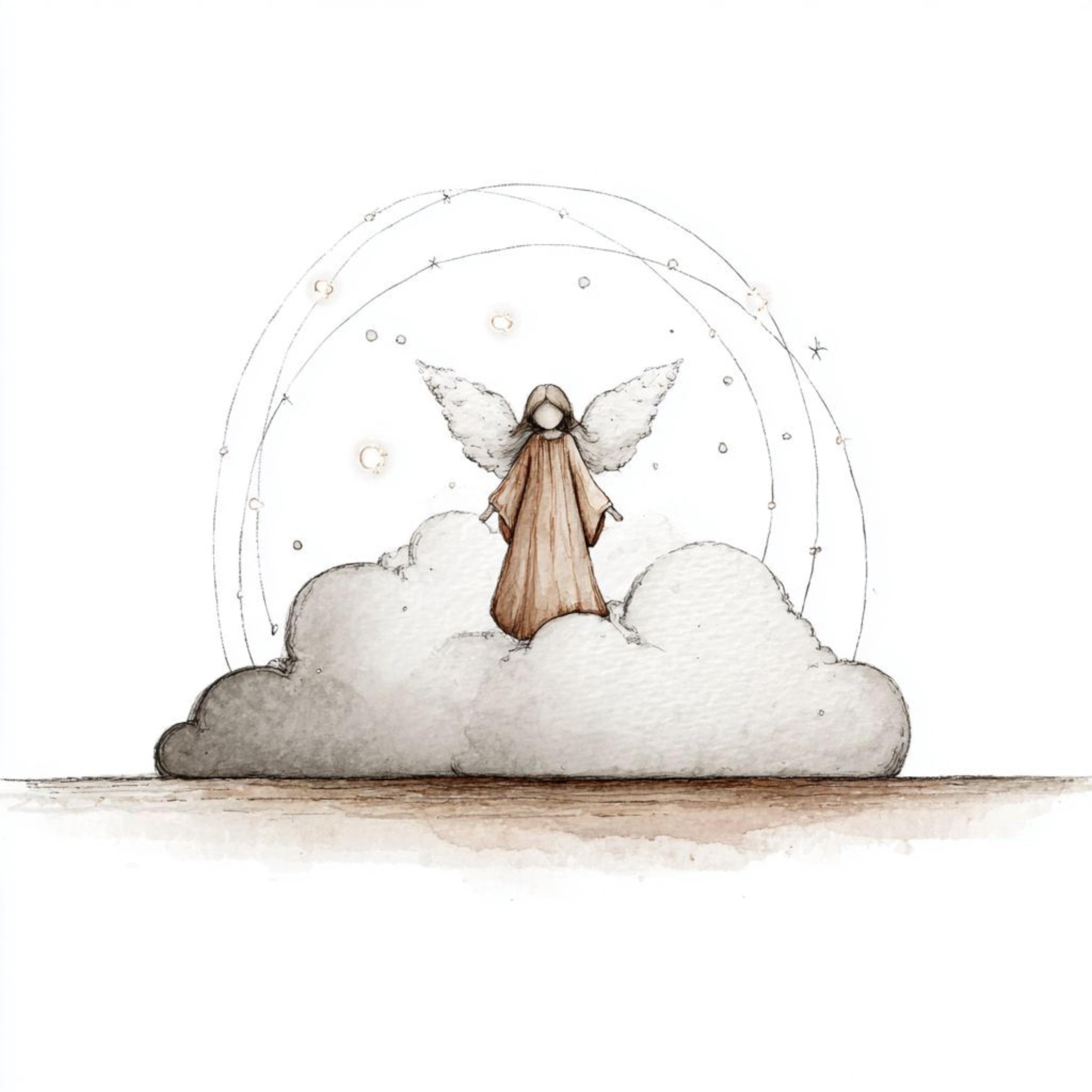 16 Minimal Angel Clipart (JPG) : Neutral Watercolor Spiritual Art for ...