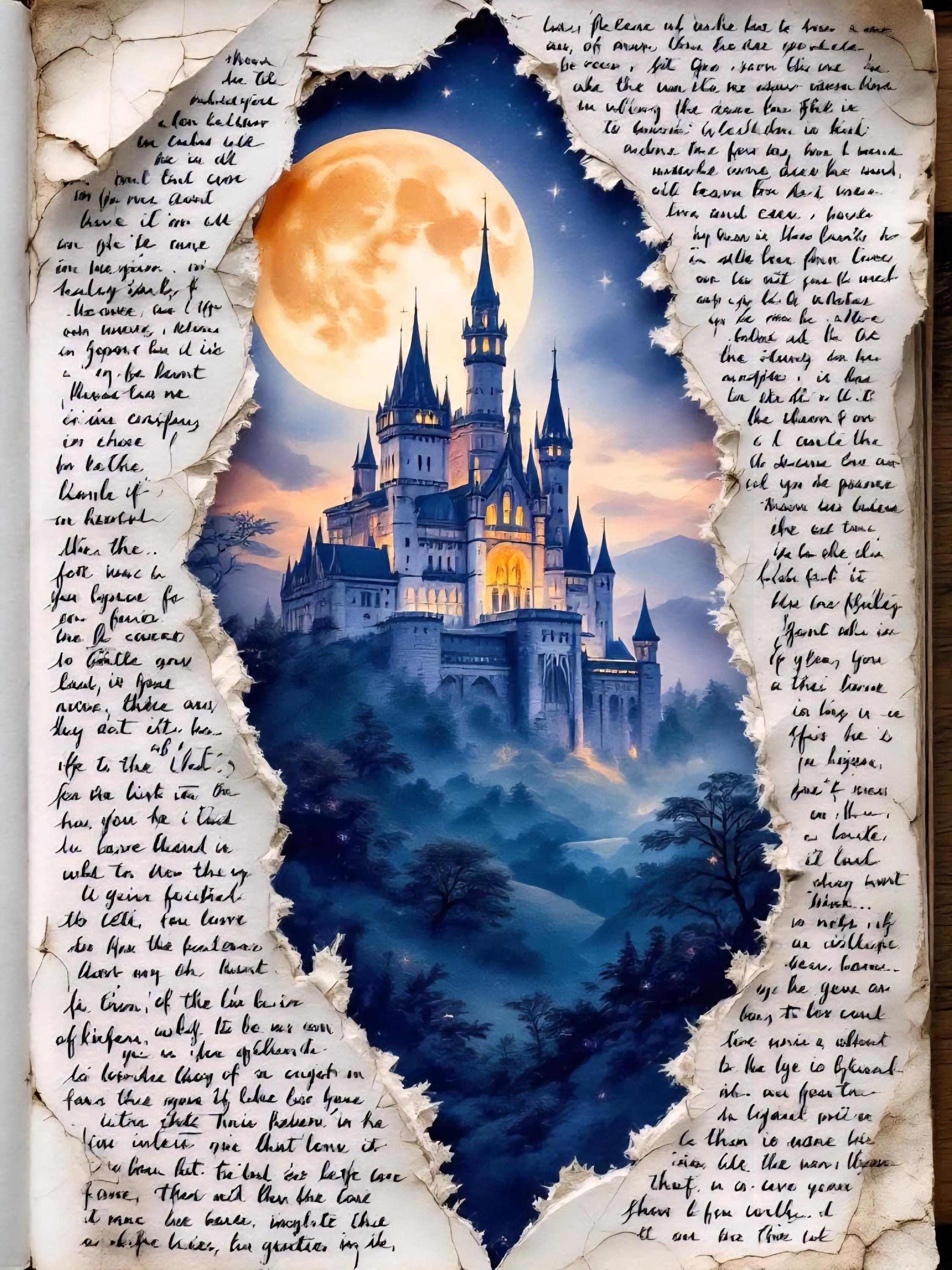 Fantasy Castle Watercolor Clipart: Mystical Moonlight Art (15 JPG ...
