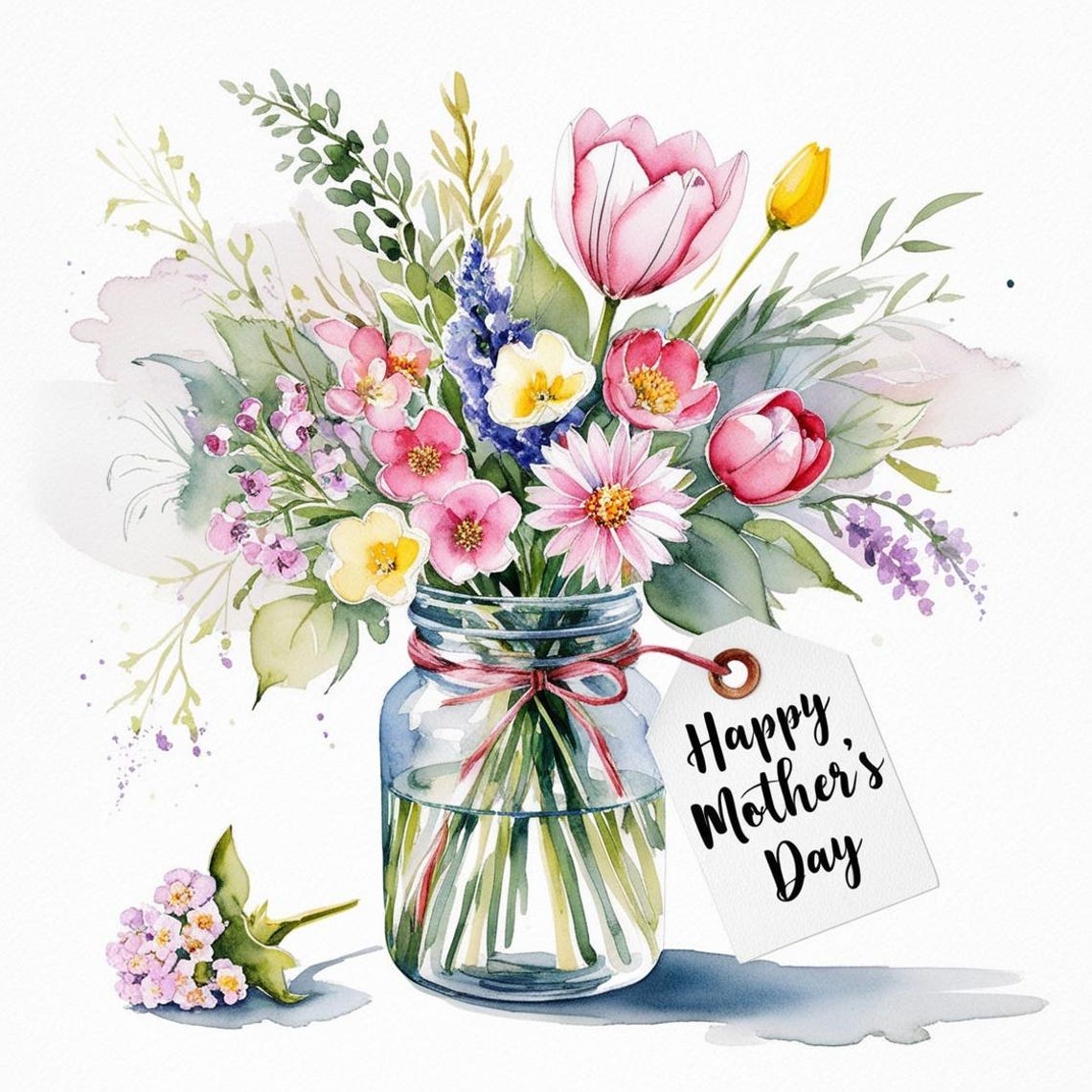 Happy Mothers Day Clipart, 10 Watercolor Mothers Day Flower Clipart ...