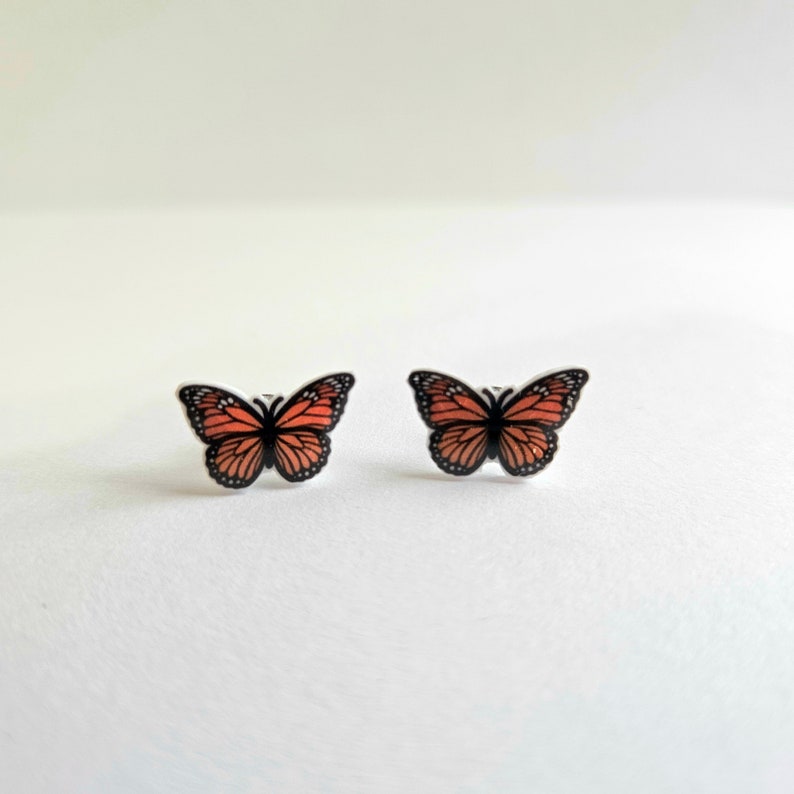 Monarch Butterfly Studs Earrings Hypoallergenic - Etsy
