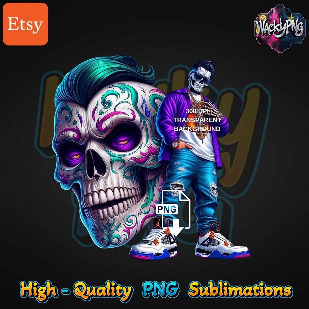 Gangster Skeleton - Bold Streetwear Aesthetic Digital Designs for ...