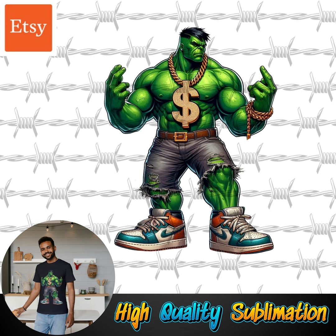 Gangster Hulk PNG Urban Super Hero Hulk Urban Trap Designs Wacky Fan Art Instant Digital ...